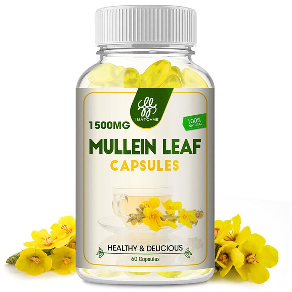 Natural Mullein Leaf Capsules Herbal Supplement 1500 mg | 60 Capsules ...
