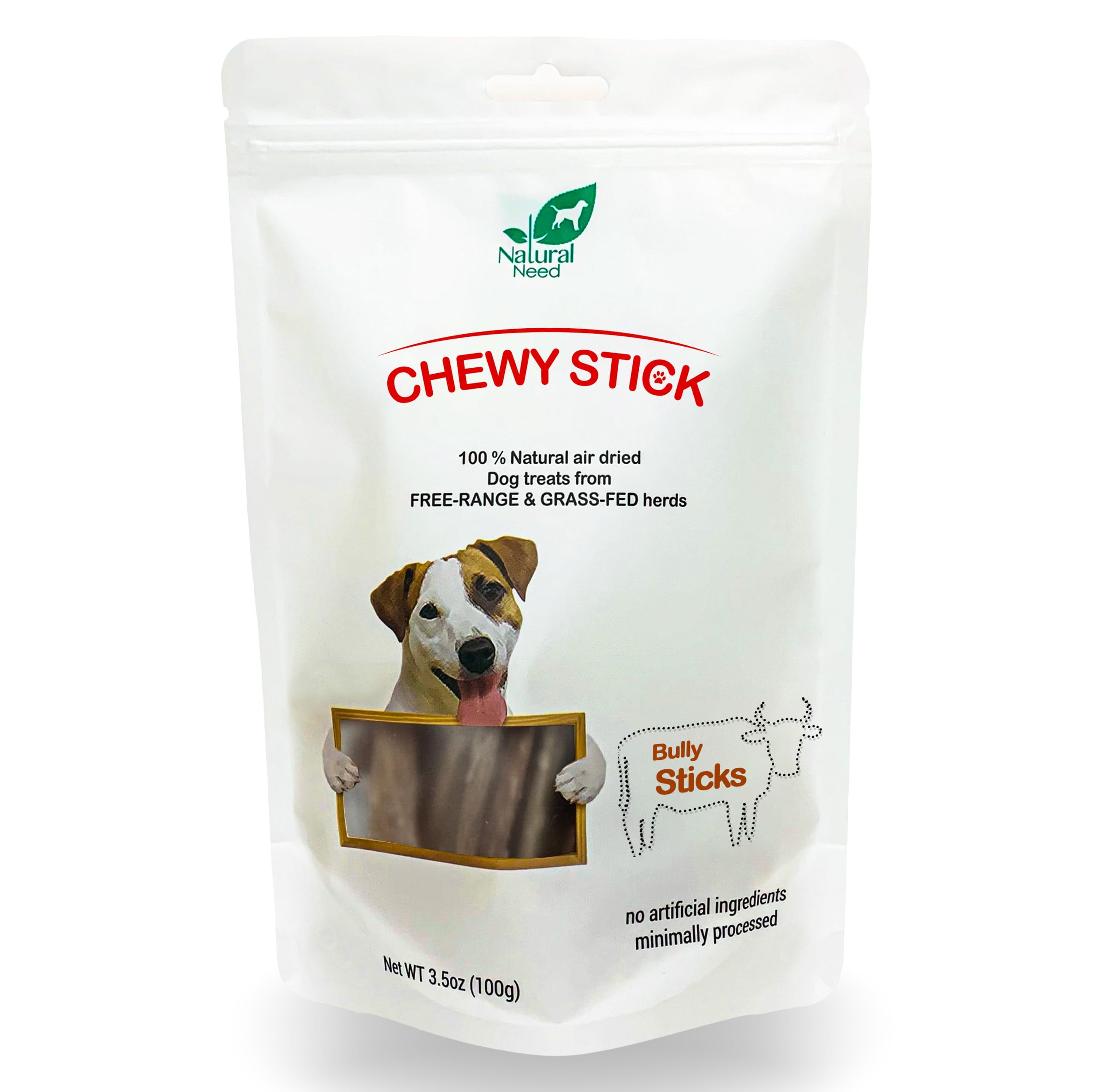 Natural Need Bully Stick, All Natural Chewable Treats for Dogs, Thin 5. ...