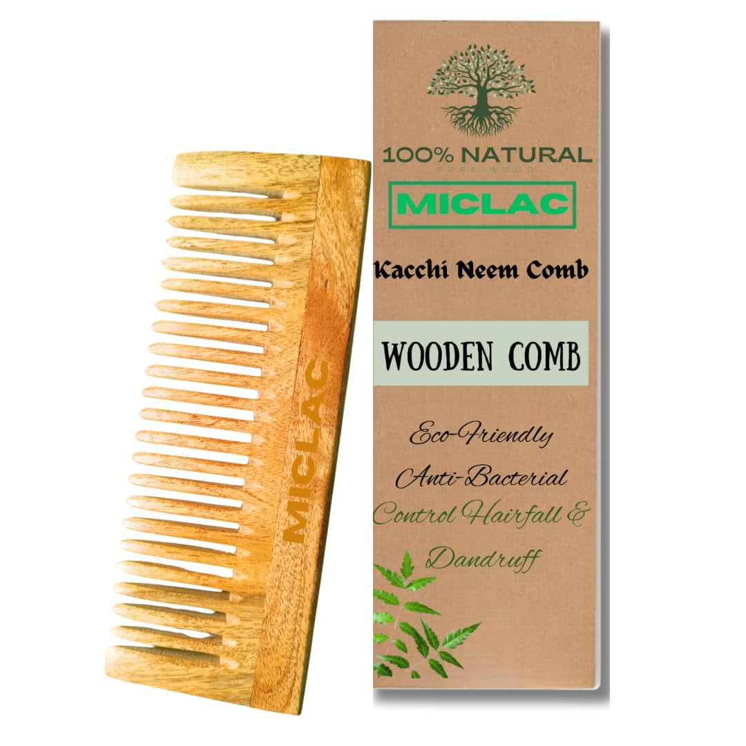 Natural Neem Tree Comb Wooden Hair Comb for Healthy Scalp Pack of 1 ...