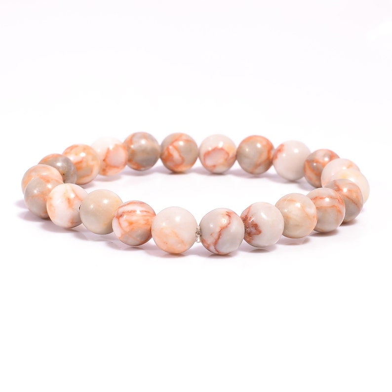 Natural Network Jasper 10mm Round Shape Smooth Cut Beads Stretchable ...