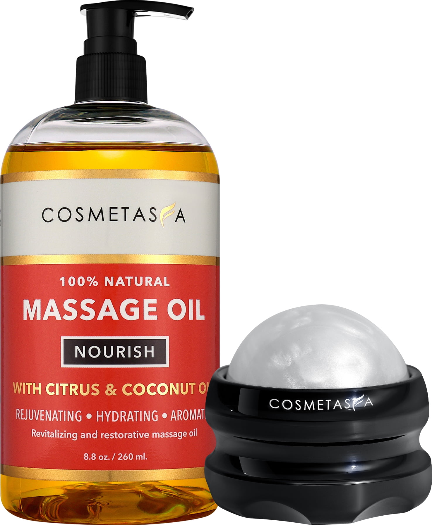Natural Nourishing Massage Oil with Massage Roller Ball- Coconut ...