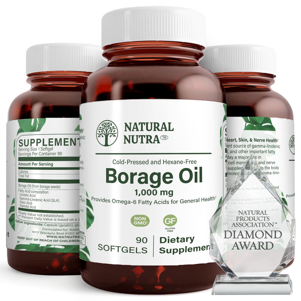 Natural Nutra Borage Oil, Supplement with Linoleic and Palmitic Acid ...