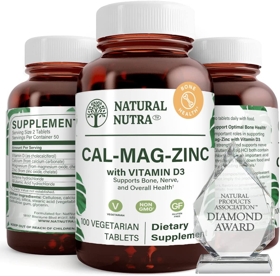 Natural Nutra Cal-Mag-Zinc Tablets with Vitamin D3 for Bone Strength ...