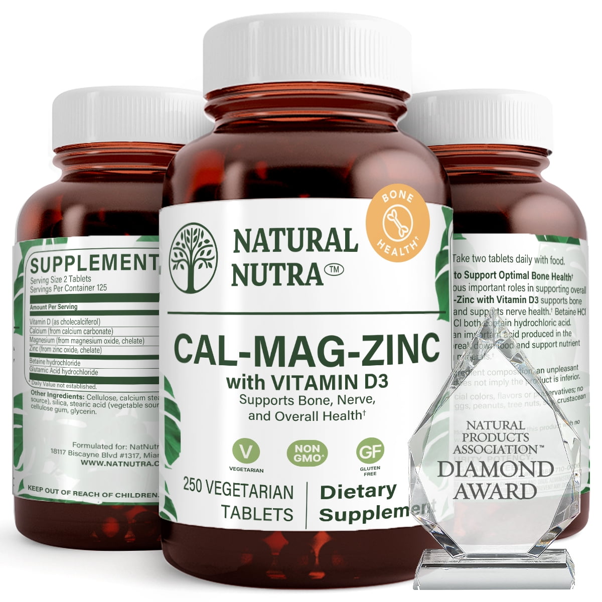 Natural Nutra Cal-Mag-Zinc Supplement with Vitamin D3 for Bone Strength ...