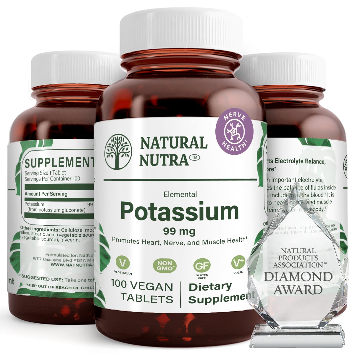 Natural Nutra Vegan Elemental Potassium Gluconate Dietary Supplement ...