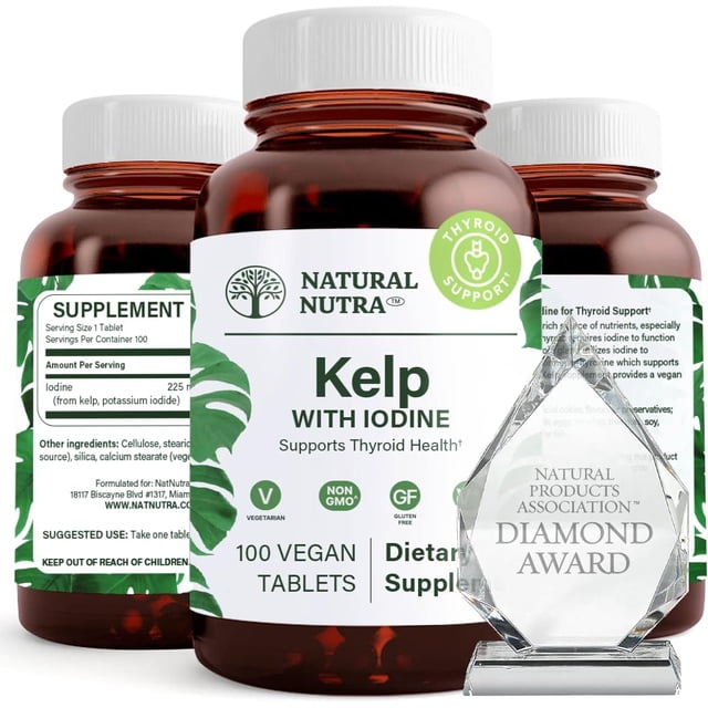 Natural Nutra Organic Sea Kelp Vitamin & Iodine Supplement for Thyroid ...