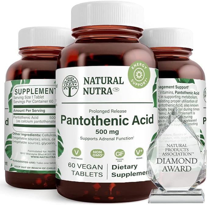 Natural Nutra Time Release Pantothenic Acid 500 mg, Vitamin B5 ...