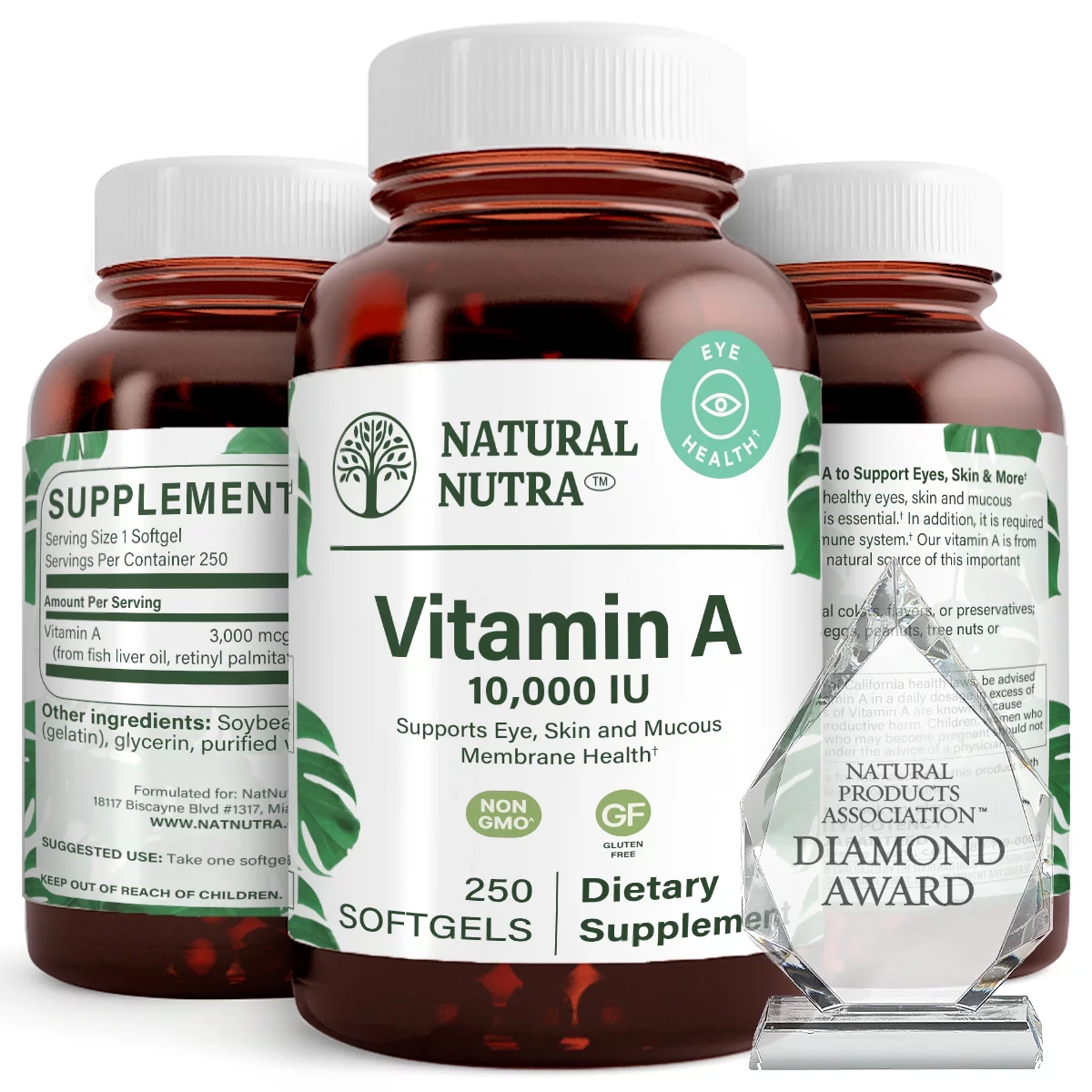 Natural Nutra Vitamin A 10,000 IU, Retinol Palmitate Dietary Supplement ...