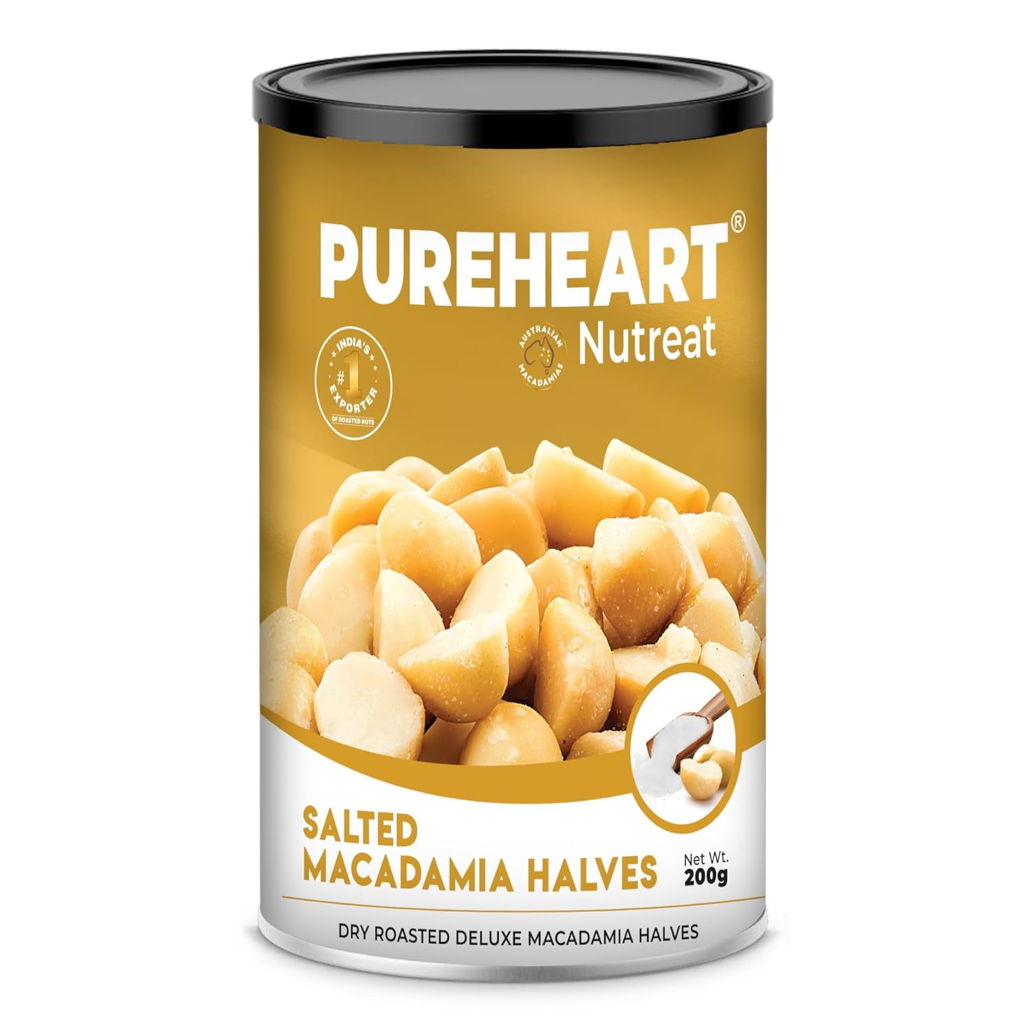 Natural Nutreat Salted Macadamia Nuts By Pureheart 200gm, | Rich In ...