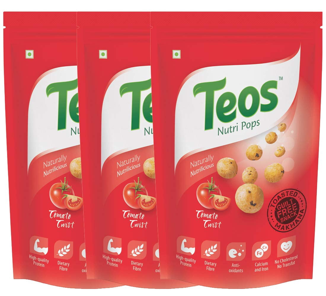 Natural Nutri Pops Tomato Twist Roasted Makhana By Teos 270gm, (90gm ...