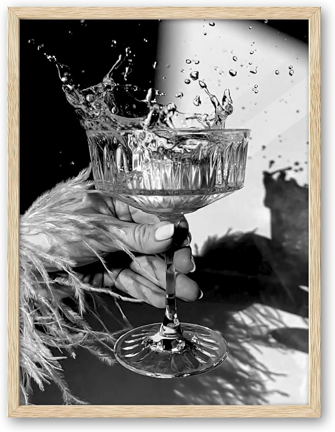 Natural OAK Unframed Black and White Champagne Wall Art, Vintage Bar ...