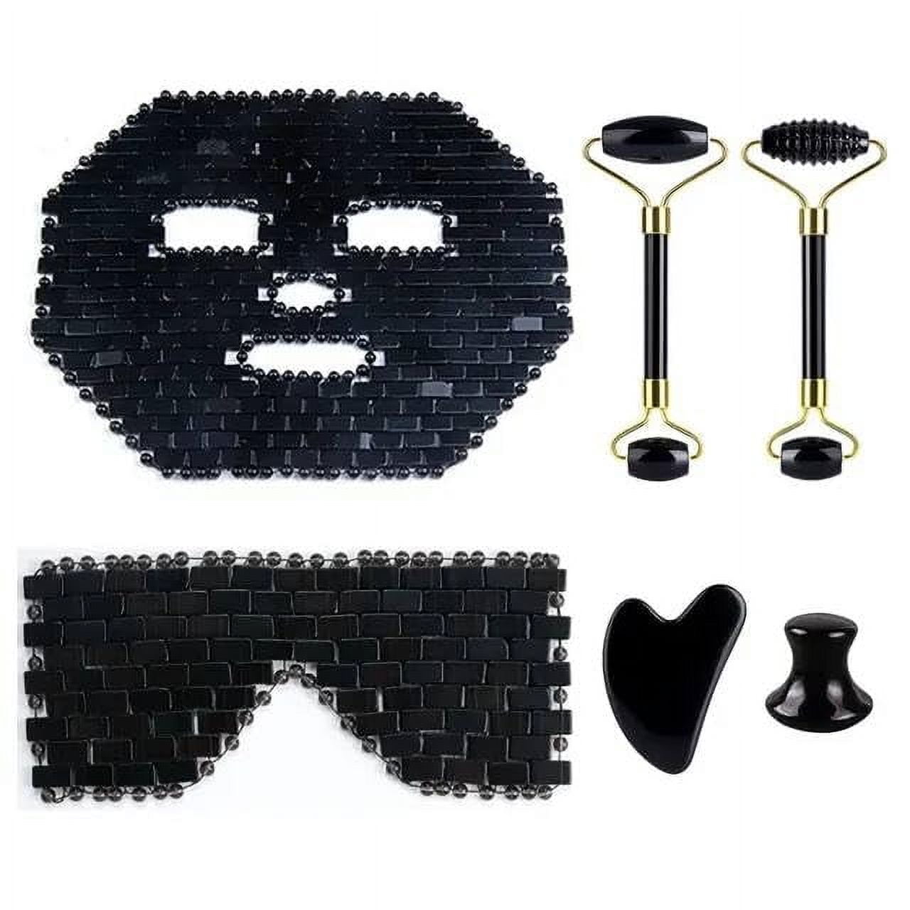 Natural Obsidian Mask Face Eyes Mask Scraper Massage Roller Set Jade ...