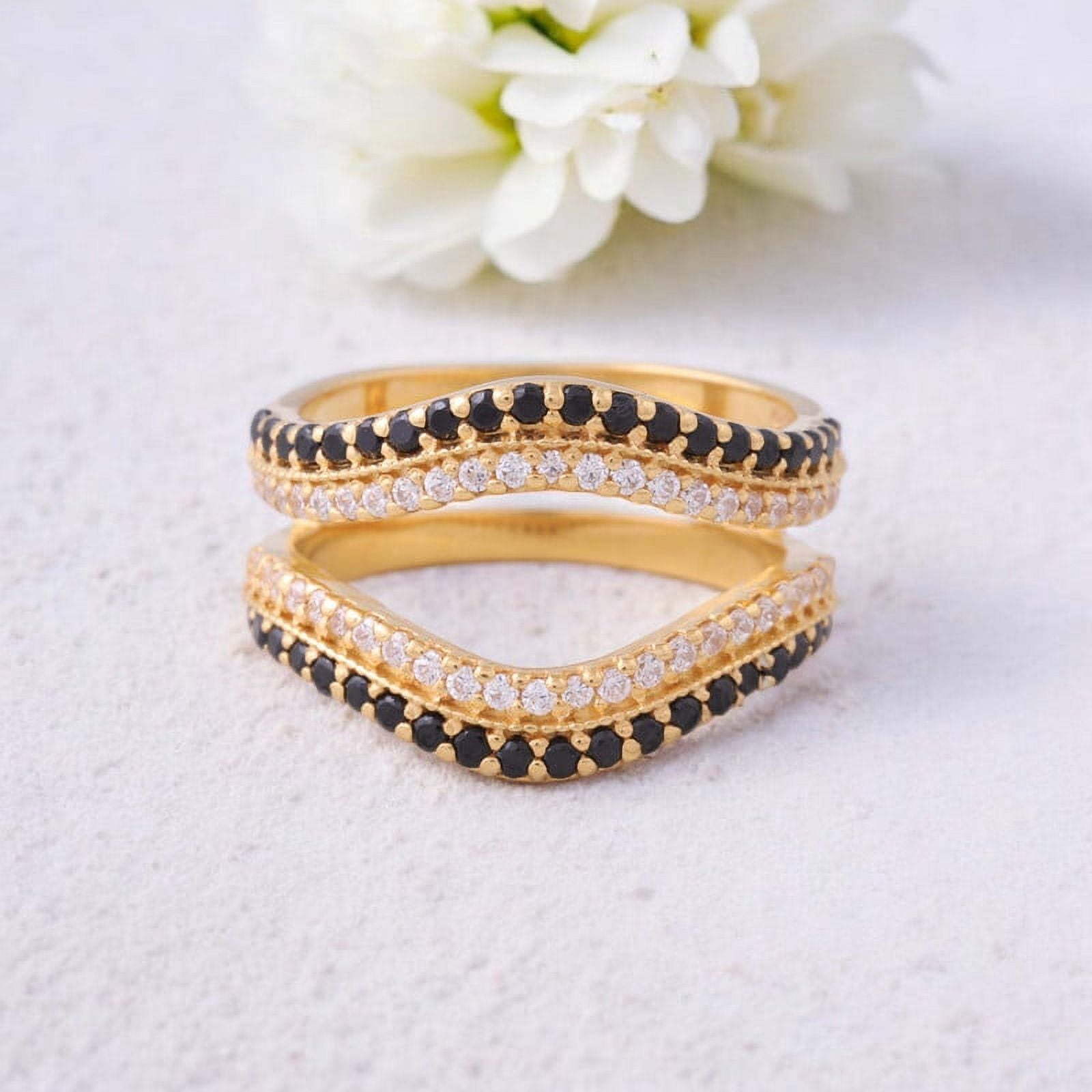 Natural Onyx Ring Enhancer Set 18k Yellow Gold Engagement Ring Enhancer ...