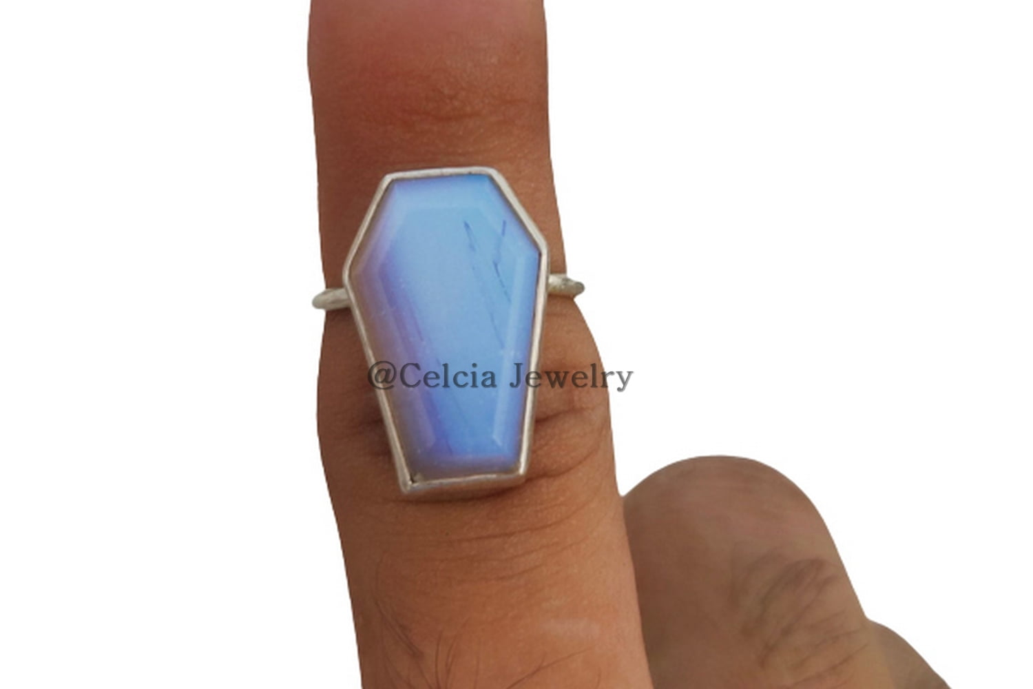 Natural Opalite Gemstone Metaphysical Ring, Real 925 Sterling Silver ...