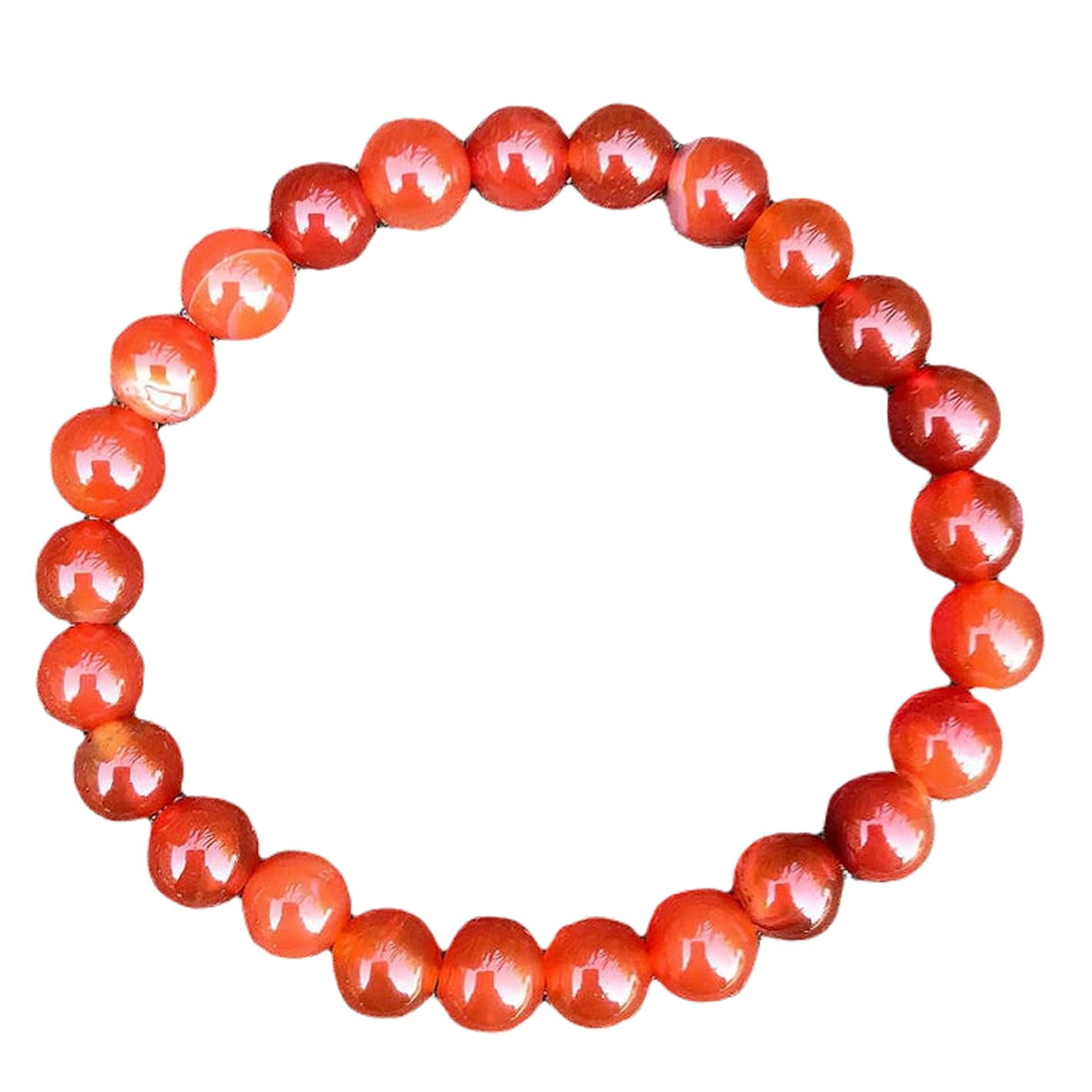 Natural Orange Fire Agate 8mm Round Shape Smooth Cut Beads Stretchable ...