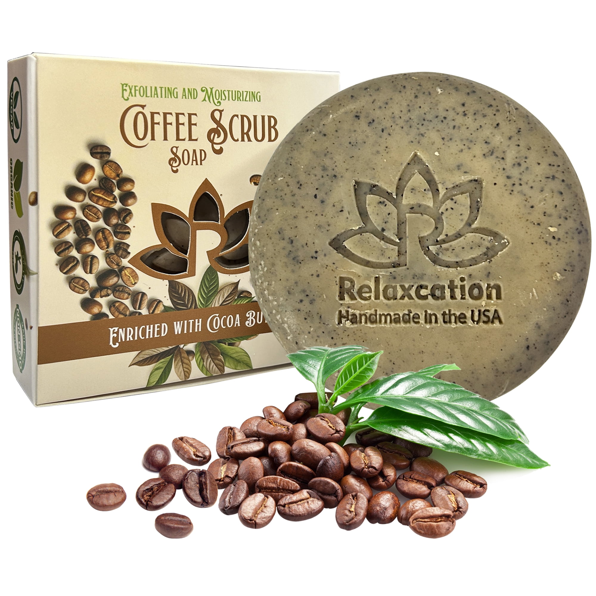 Natural Organic Soap Bar Coffee Scrub with Organic Cocoa Butter and ...
