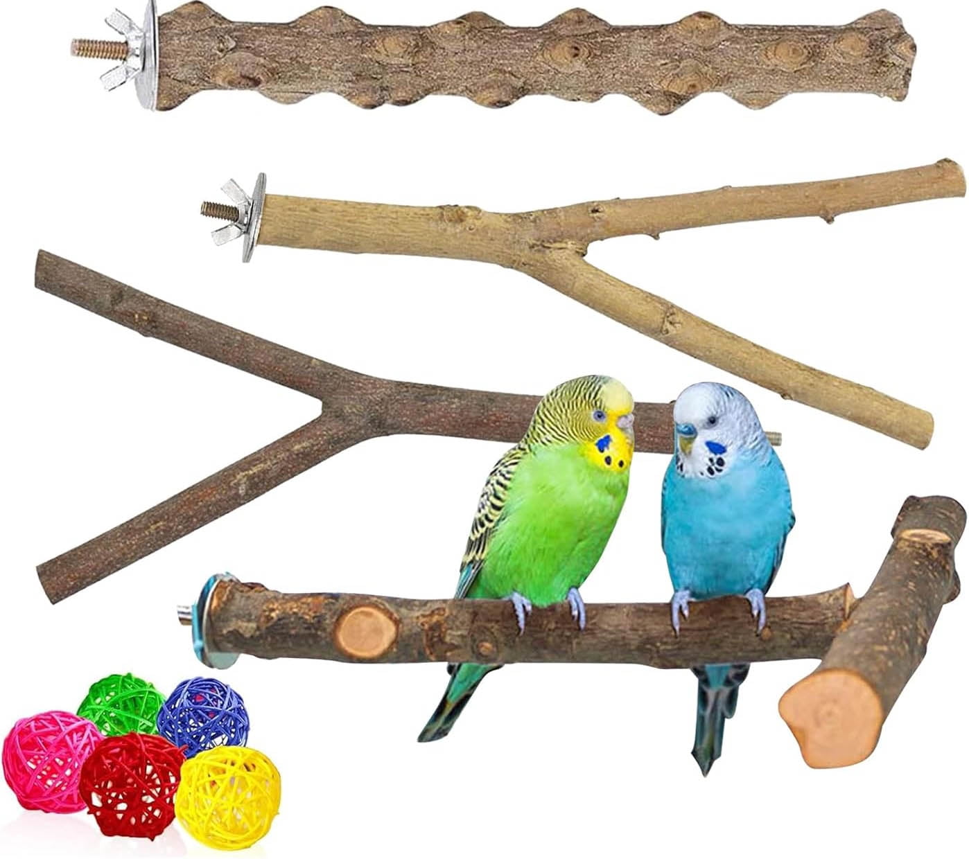 Natural Parrot Perch for Cage Wooden Bird Perches Grape Bird Stick ...