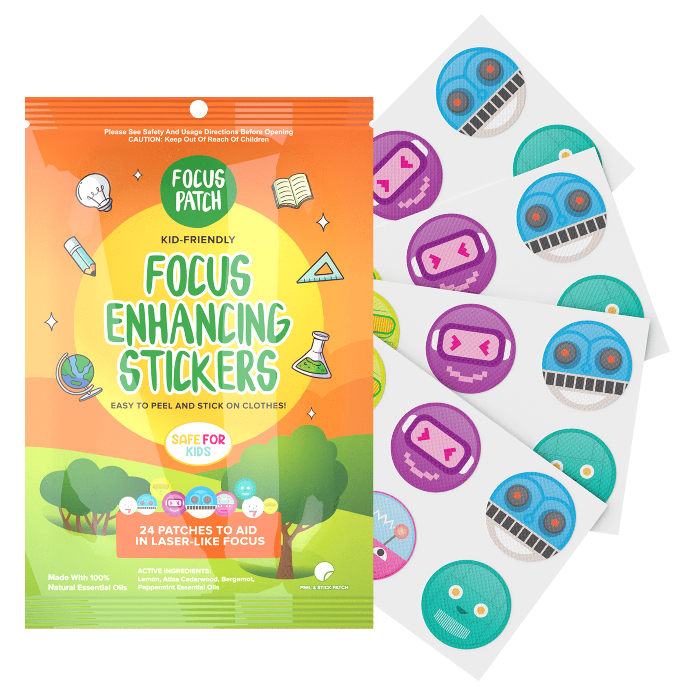 Natural Patch Focus Patch Focus Enhancing Stickers for Kids (24 Pack ...