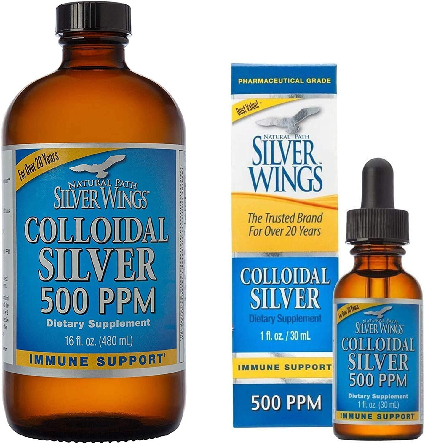 Natural Path Silver Wings (Bundle 16 + 1 oz) 500 ppm. Colloidal Silver ...