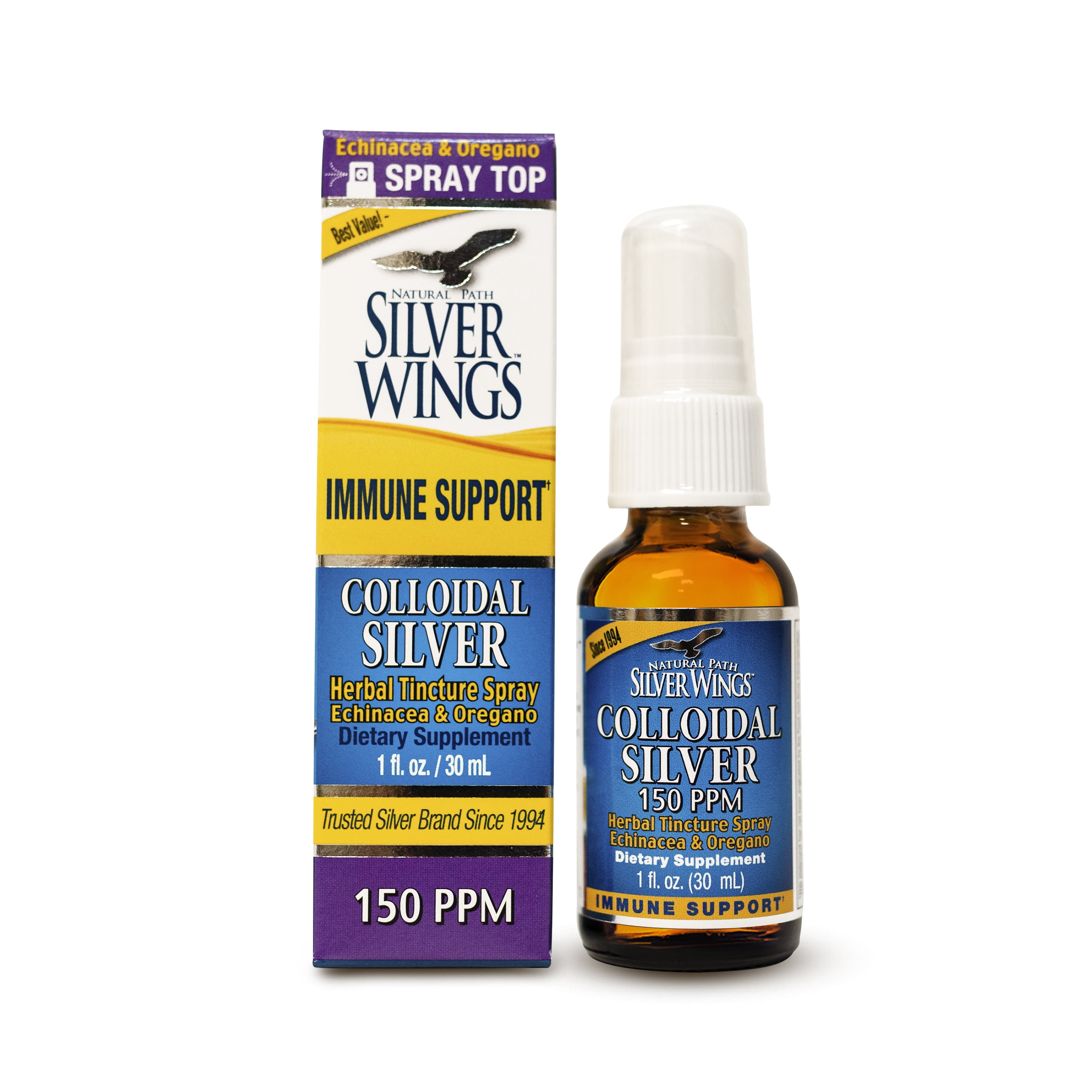 Natural Path Silver Wings Colloidal Silver 150ppm 750mcg with Echinacea ...