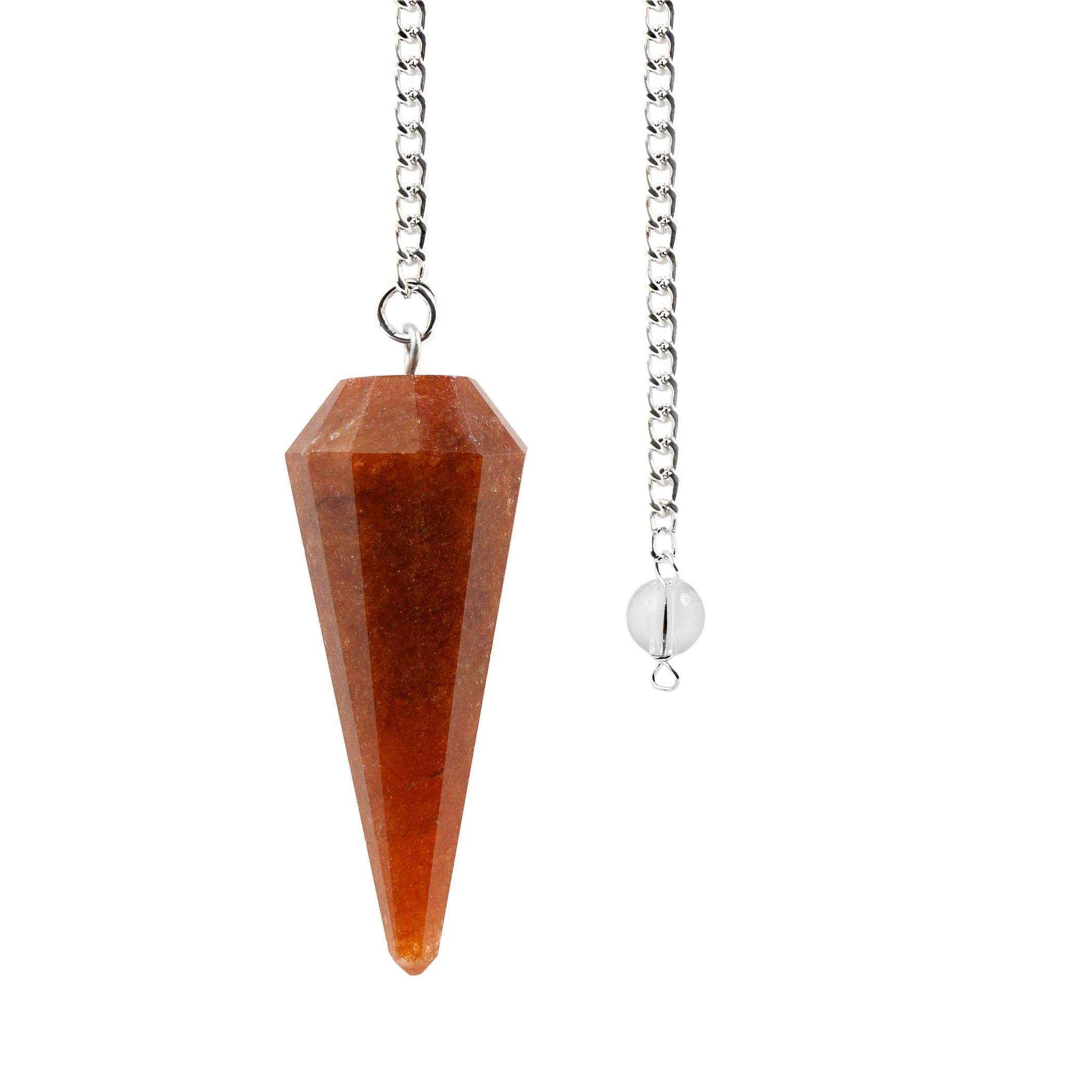 Natural Peach Aventurine Crystal Gemstone Rock Pendulum - Red Color ...