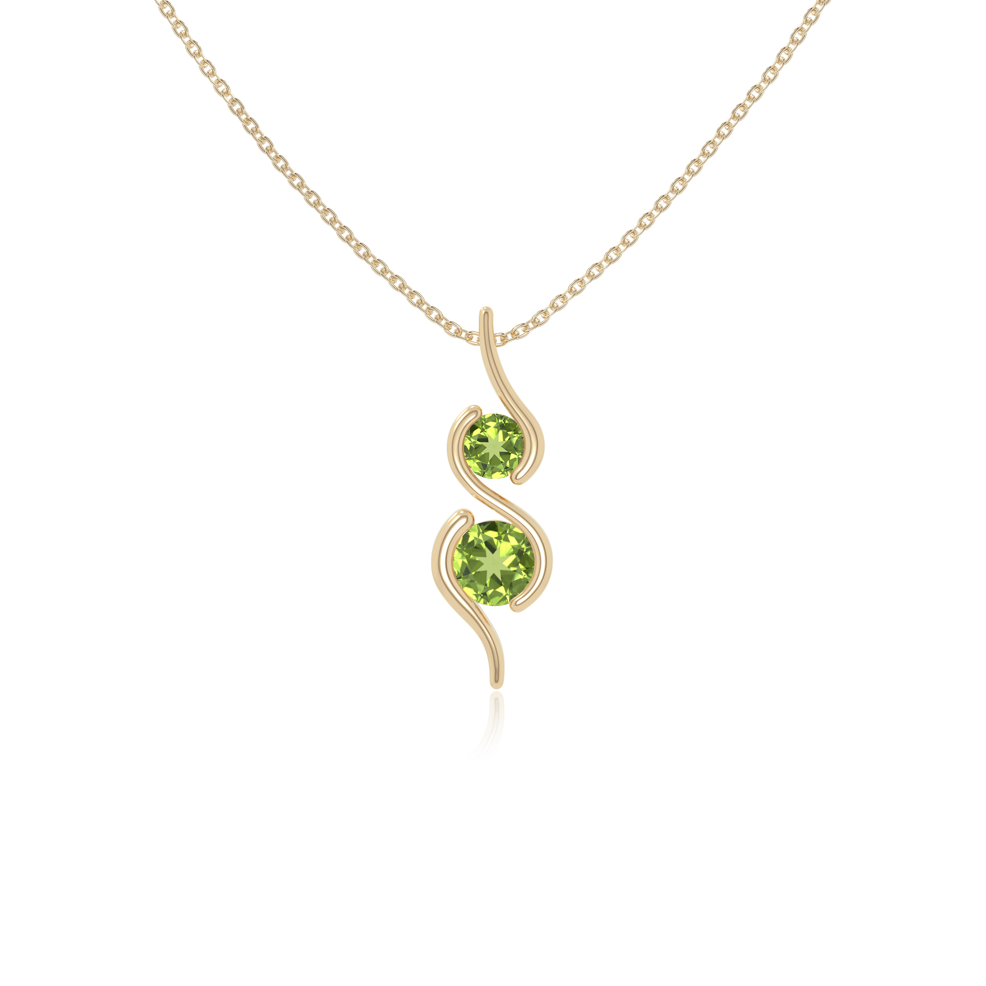 Natural Peridot 2 Stone Infinity Pendant Necklaces for Women in 18K ...