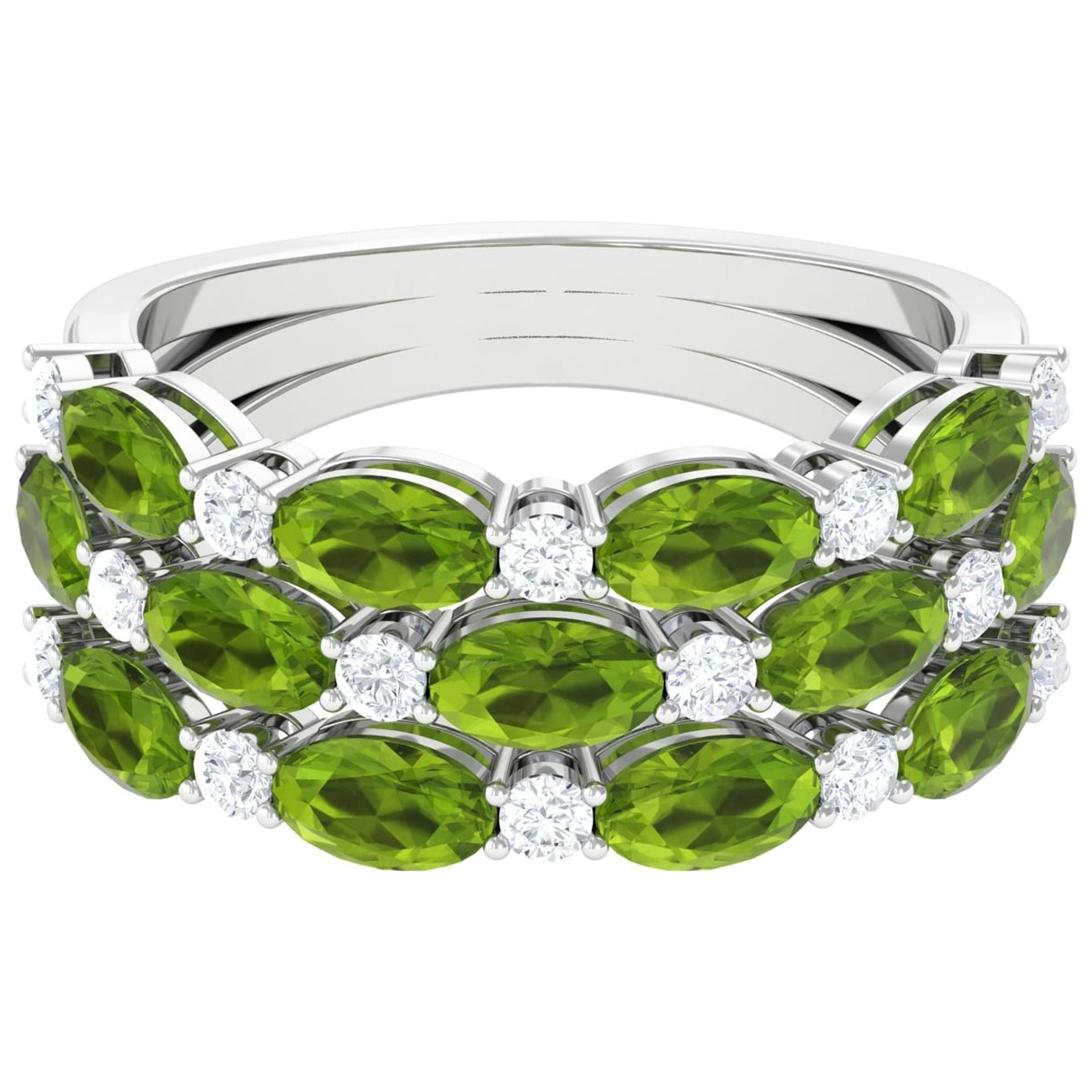 Natural Peridot Cocktail Ring with Moissanite for Women - AAA Quality ...