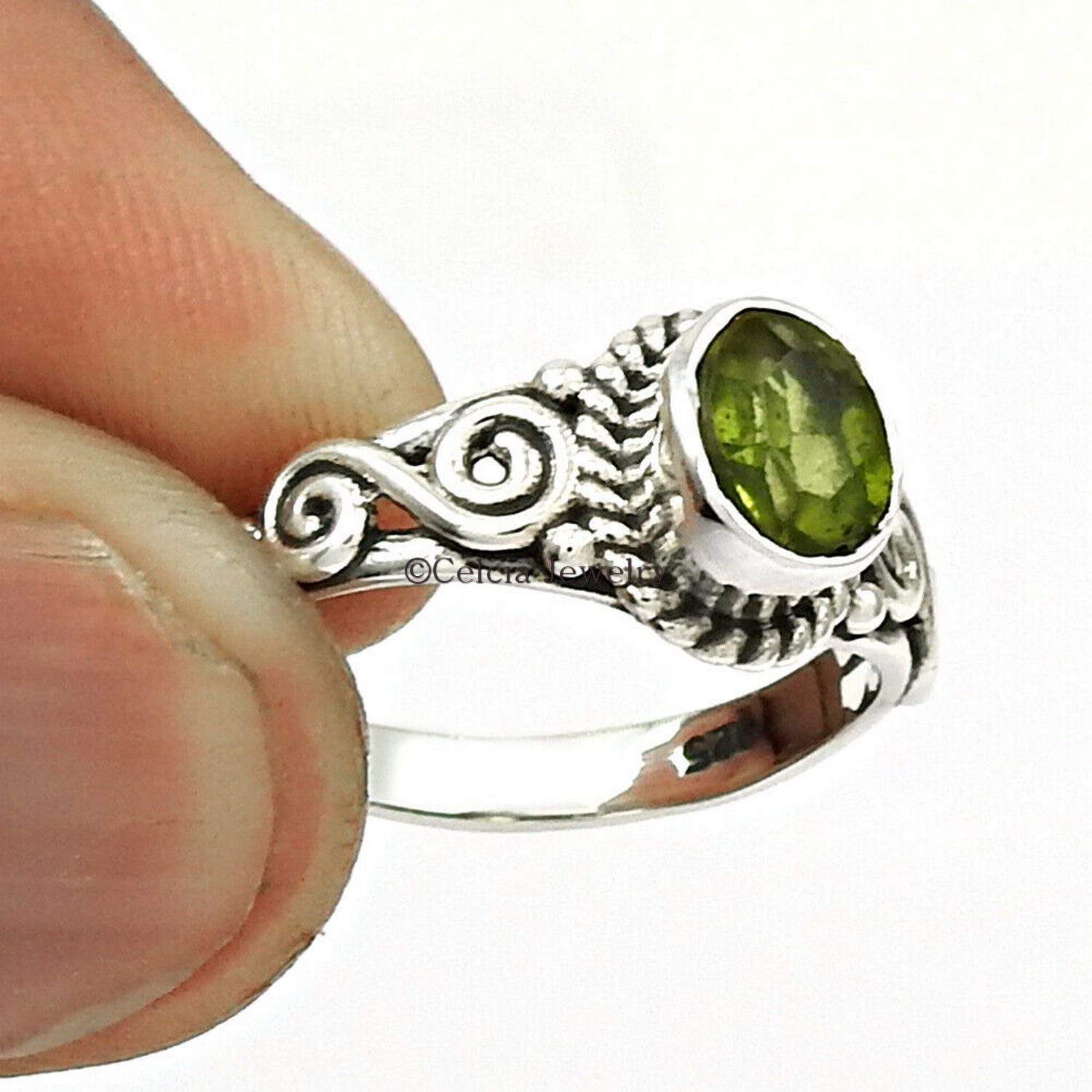Natural Peridot Gemstone Ring, Pure 925k Sterling Silver Ring ...