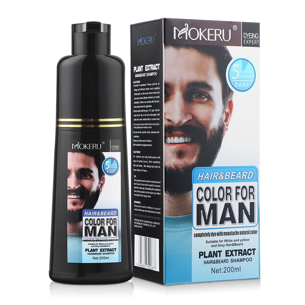 Natural Permanent Beard Dye Shampoo, Instant Beard Dying Hair Color ...
