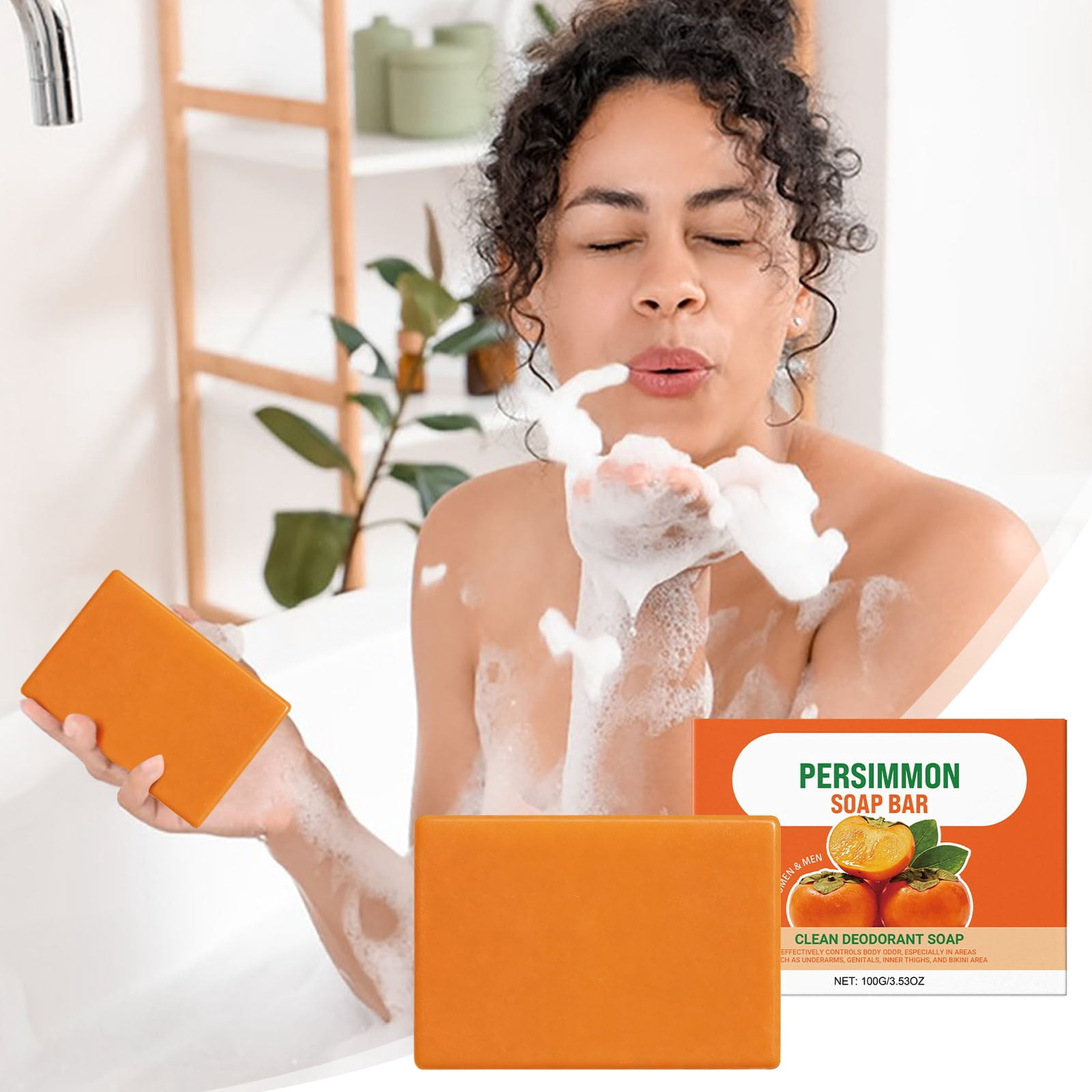 Natural Persimmon Bath Soap for Fresh Skin, 100g Moisturizing Soap Bar ...