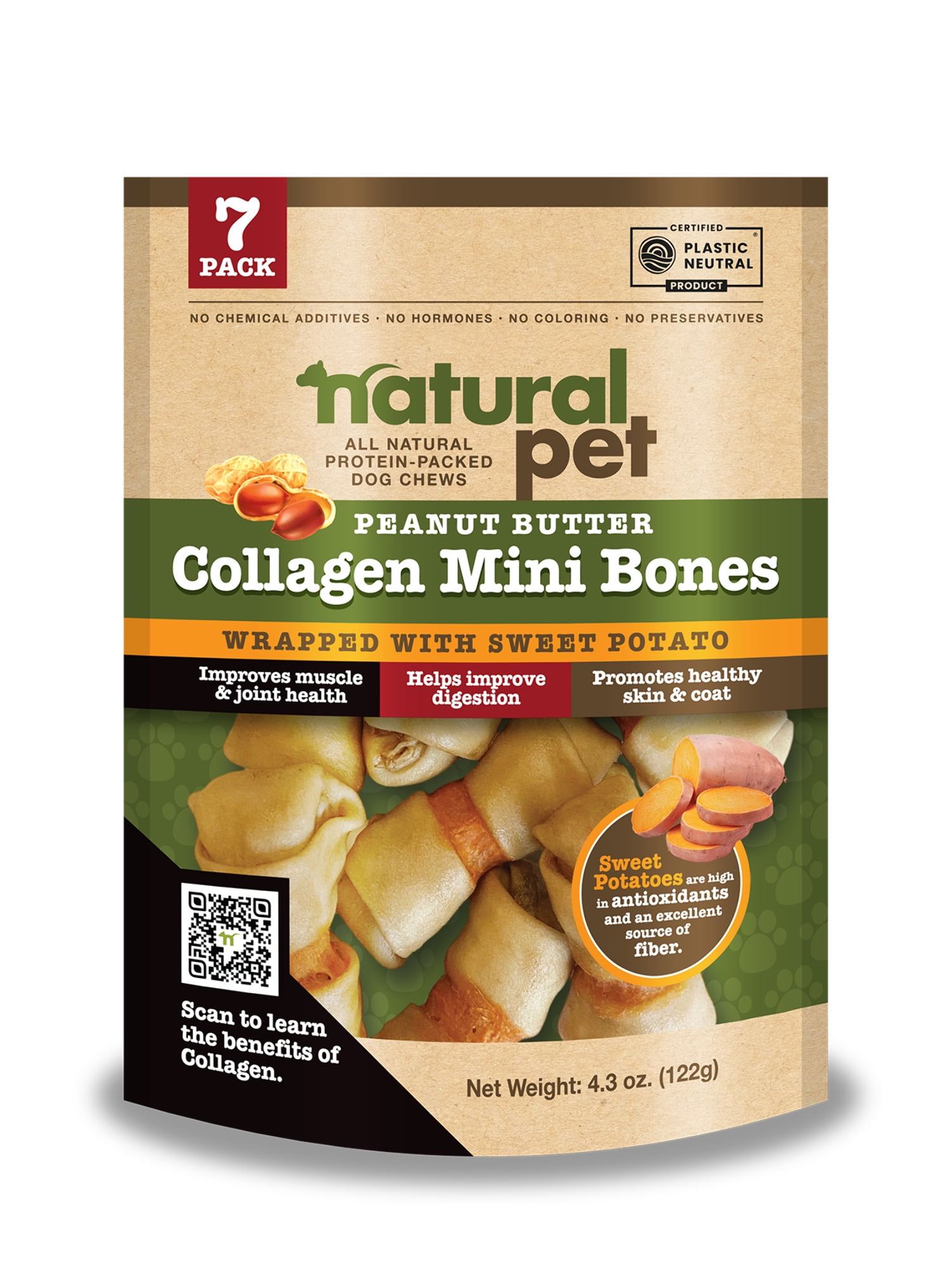 Natural Pet Collagen Peanut Butter Mini Bones, 7 Count - KTR Group ...