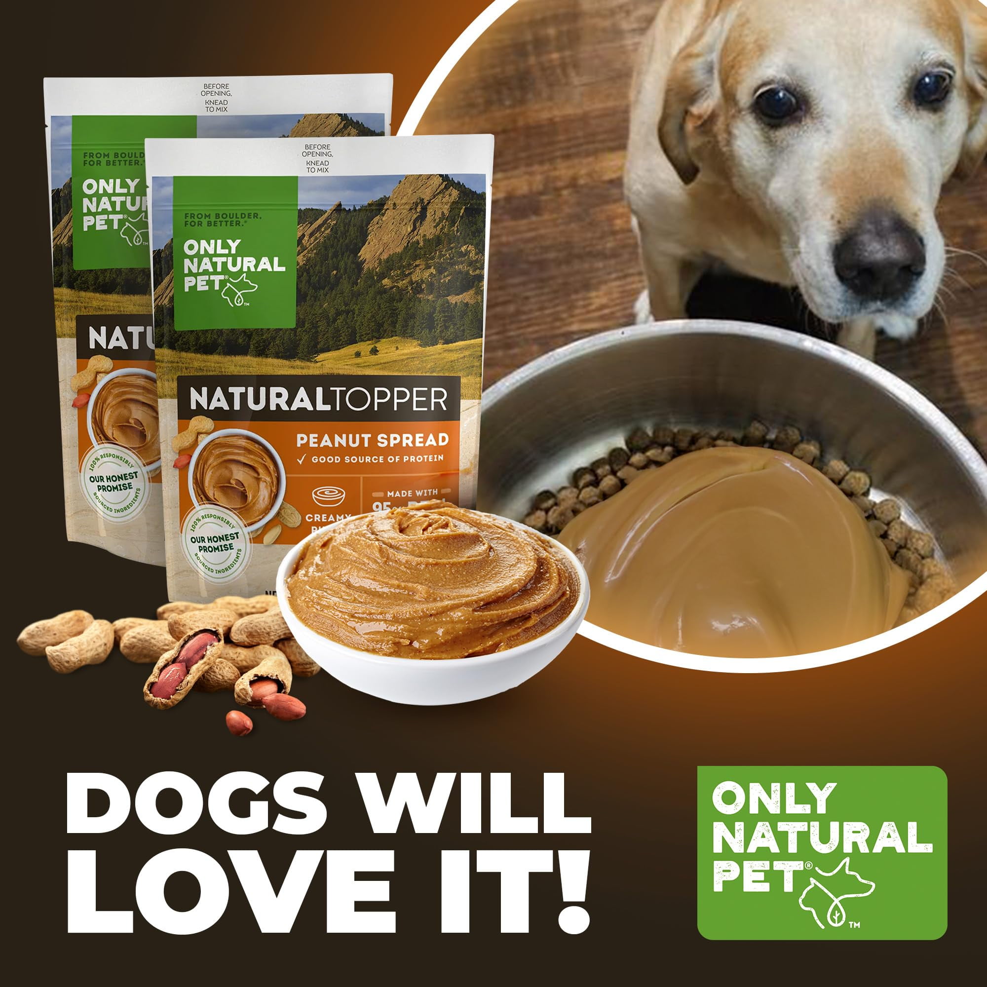 Only Natural Pet FEV6 Natural Topper Peanut Butter Spread - Protein ...