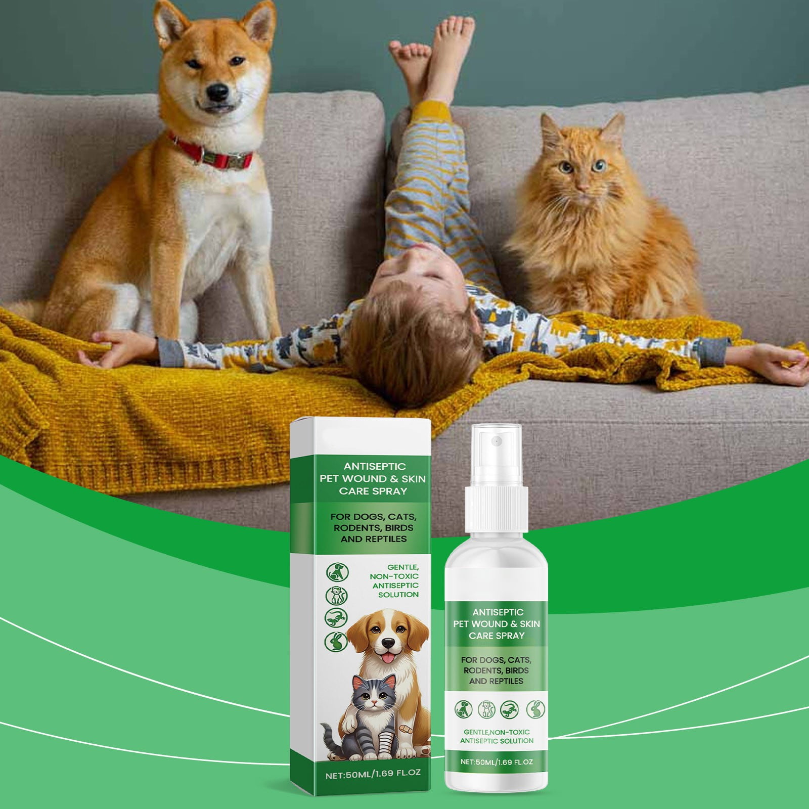 Natural Pet Skin Care Spray for Dogs s 1.7 fl oz Soothing Formula with ...