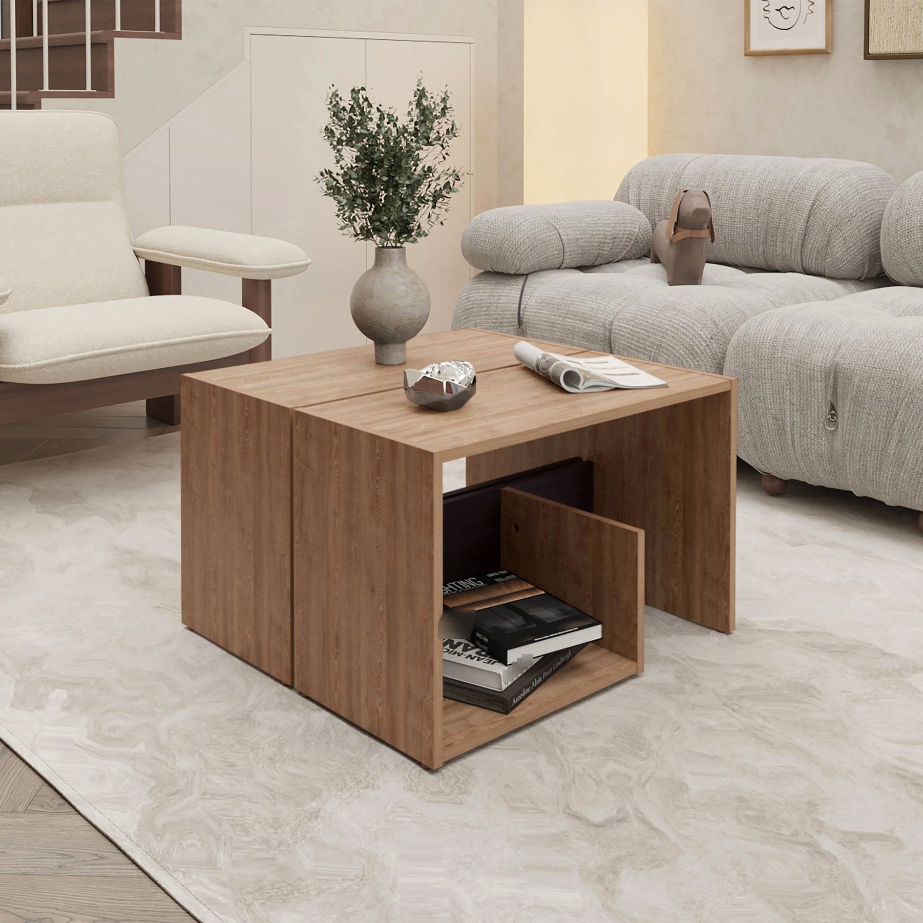 Natural Pine Finish with Black - Practical Two - Shelf Storage ...