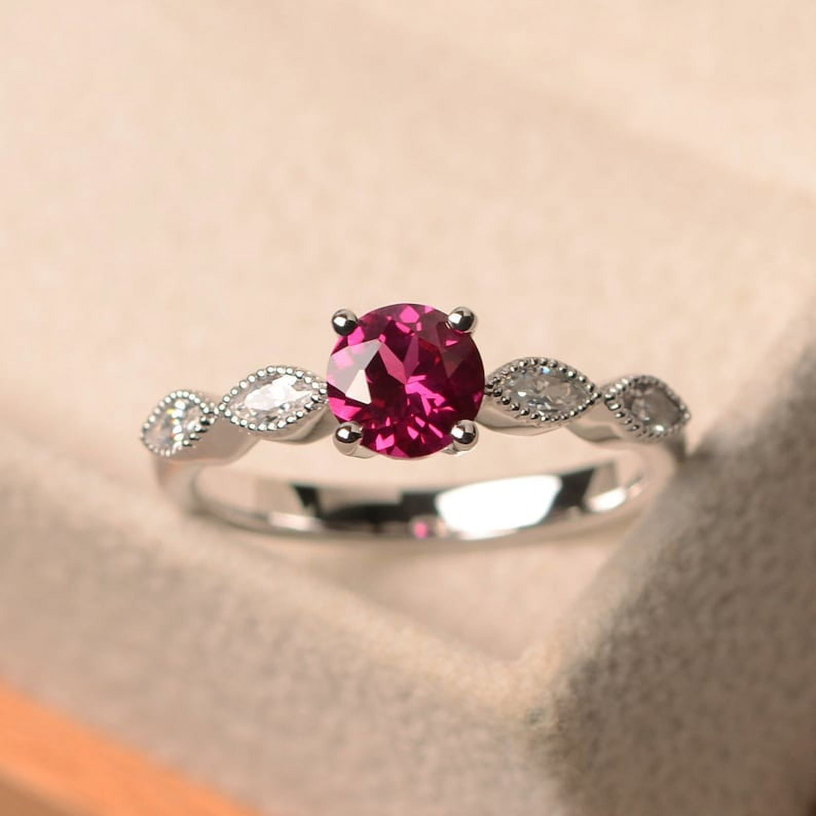 Natural Pink Ruby Ring, 925 Sterling Silver Ring, Gift for Her ...