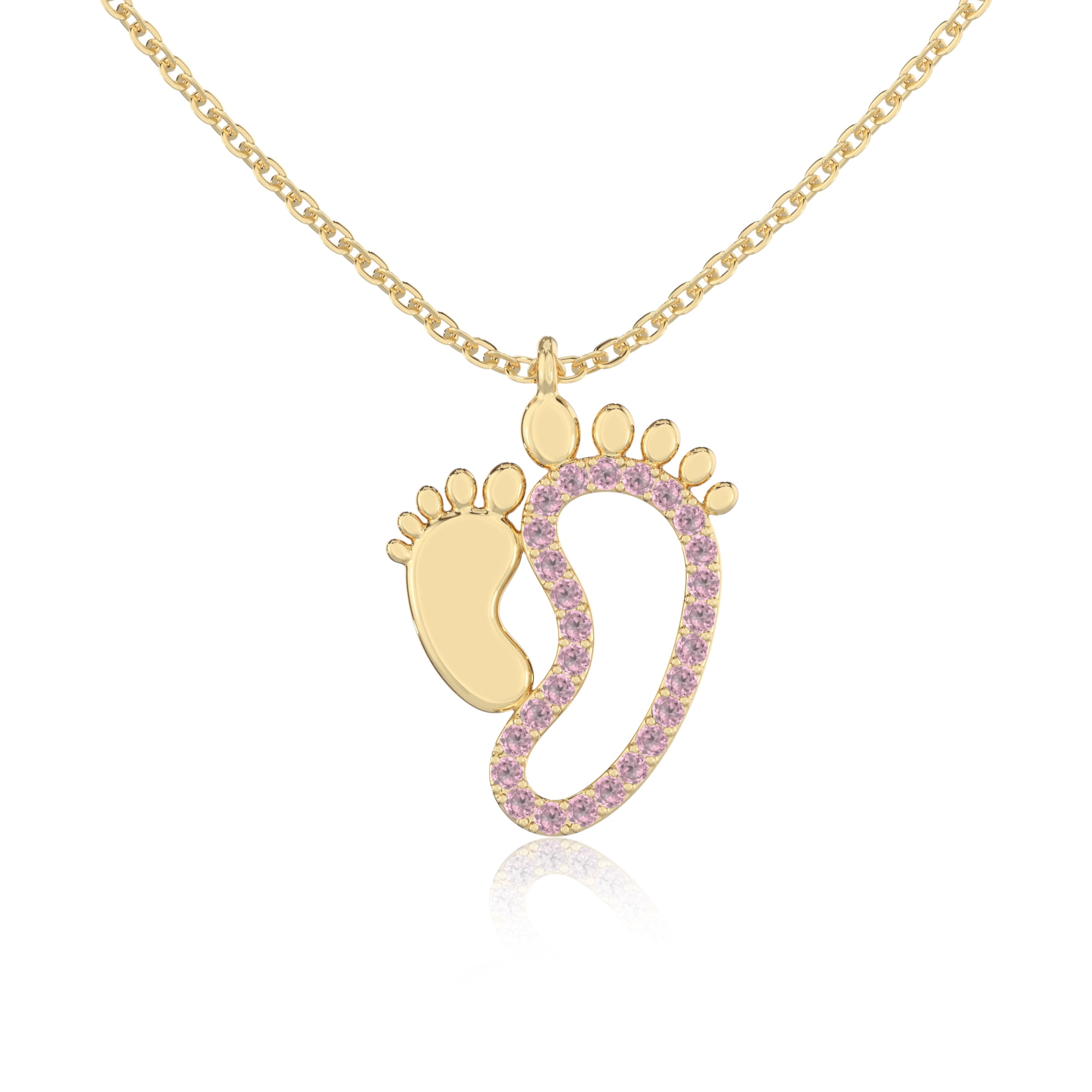 Natural Pink Tourmaline Mother-Foot Shape Pendant Necklaces for Women ...