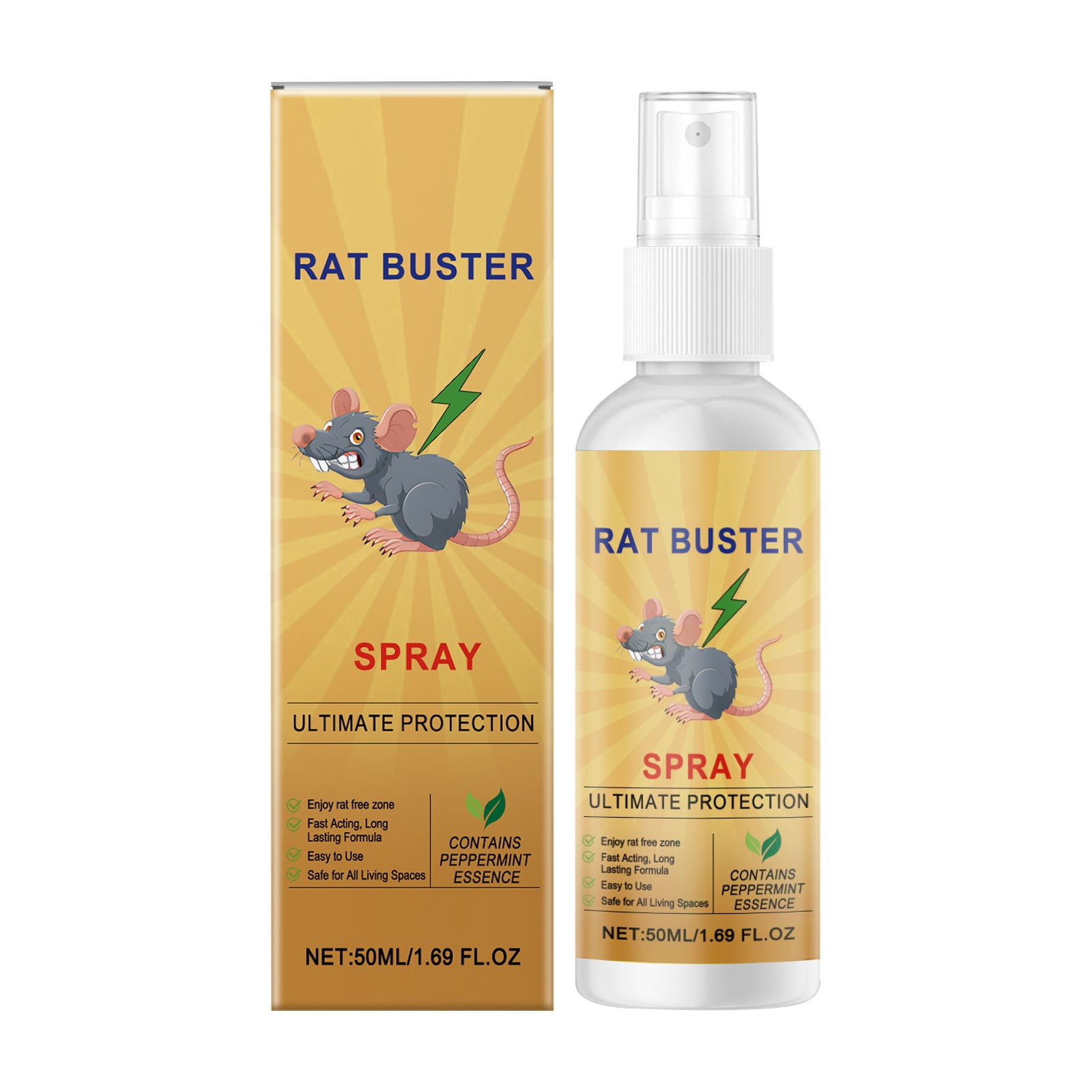 Natural Plant-Based Rat Repellent Spray 1.7oz, Long Lasting Rodent ...