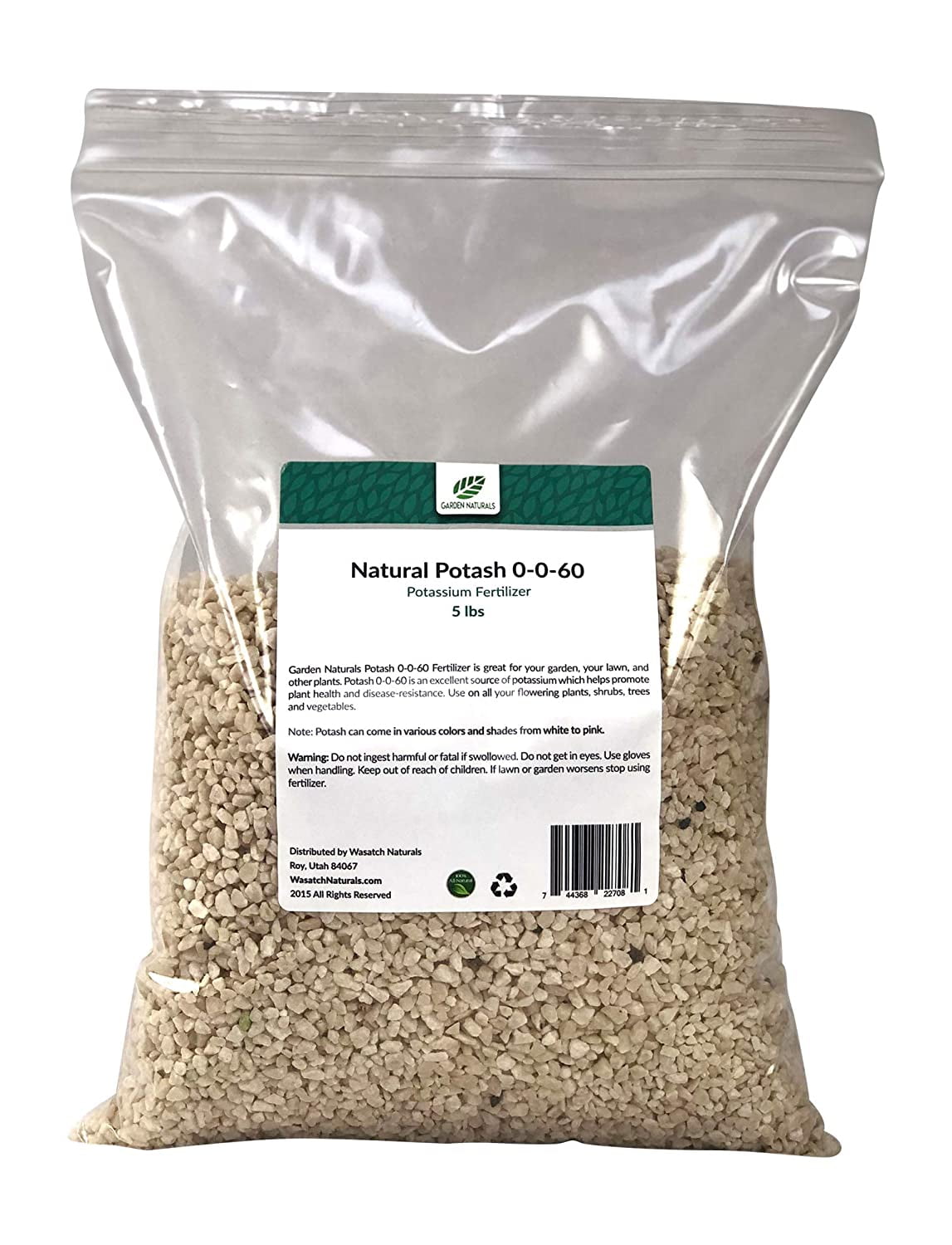 Natural Potash 0-0-60 Fertilizer 15 Pounds (Garden Naturals Brand ...