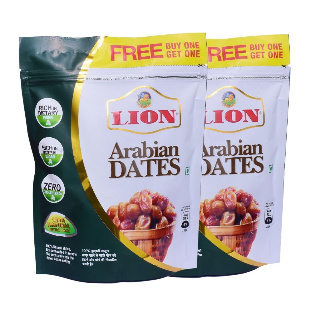 Natural Premium Arabian Dates By Lion Dates 1kg, (500gm * Pack Of 2 ...