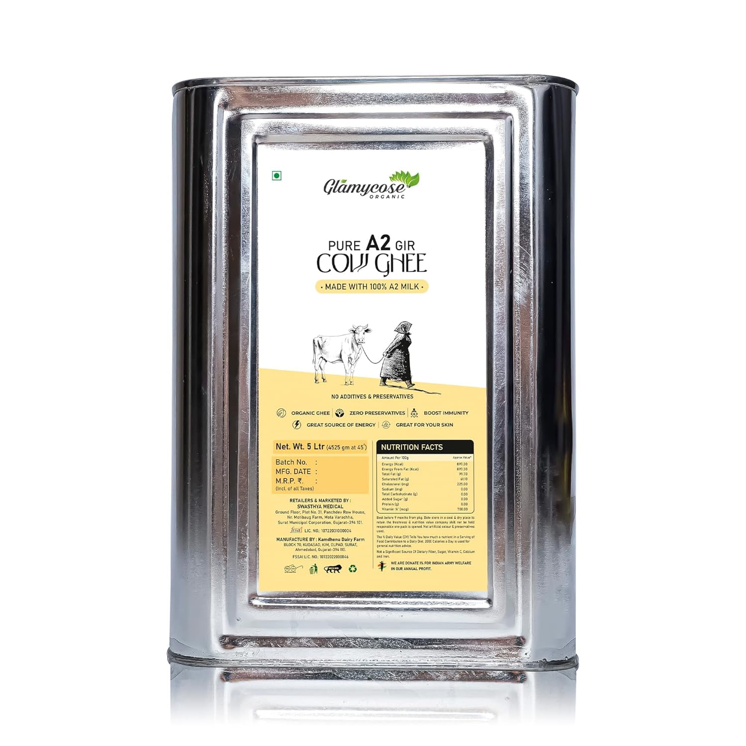 Natural Premium Desi Cow Ghee By Glamycose | High In Protein Fiber ...