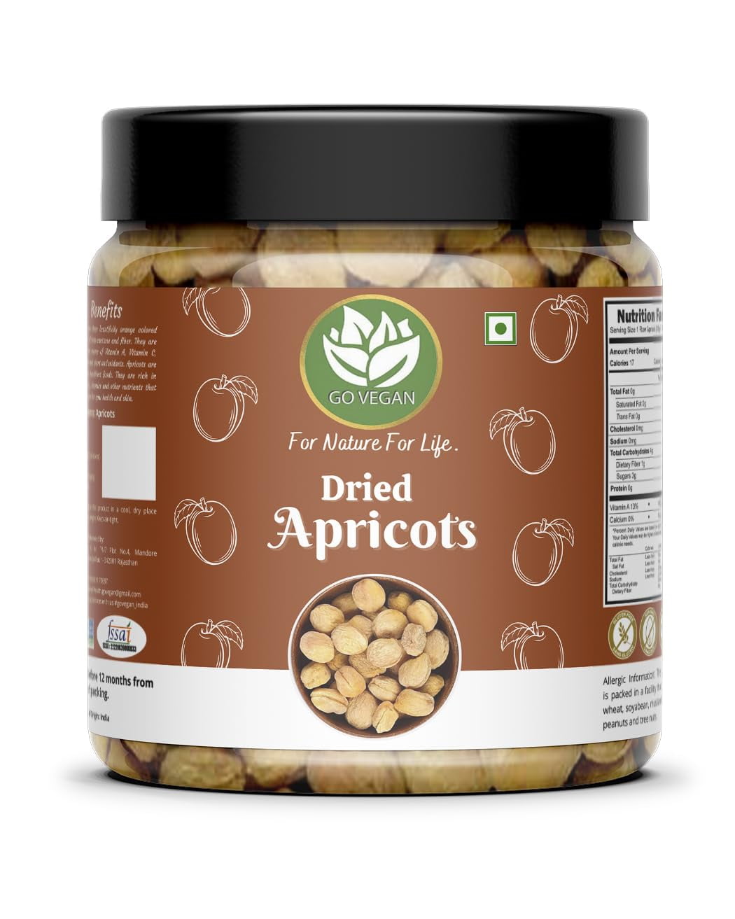 Natural Premium Dried Apricots By Go Vegan 1kg, | High In Dietary Fiber ...