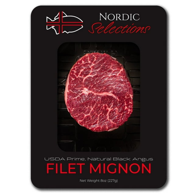 USDA Prime Natural Black Angus Beef, Grass Fed Filet Mignon (8oz), Lean ...