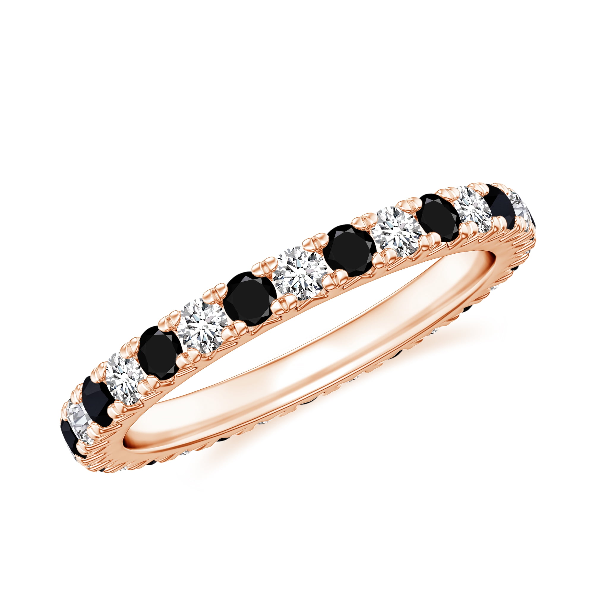 Natural Prong Set Full Eternity Black Onyx Wedding Ring in 925 Sterling ...