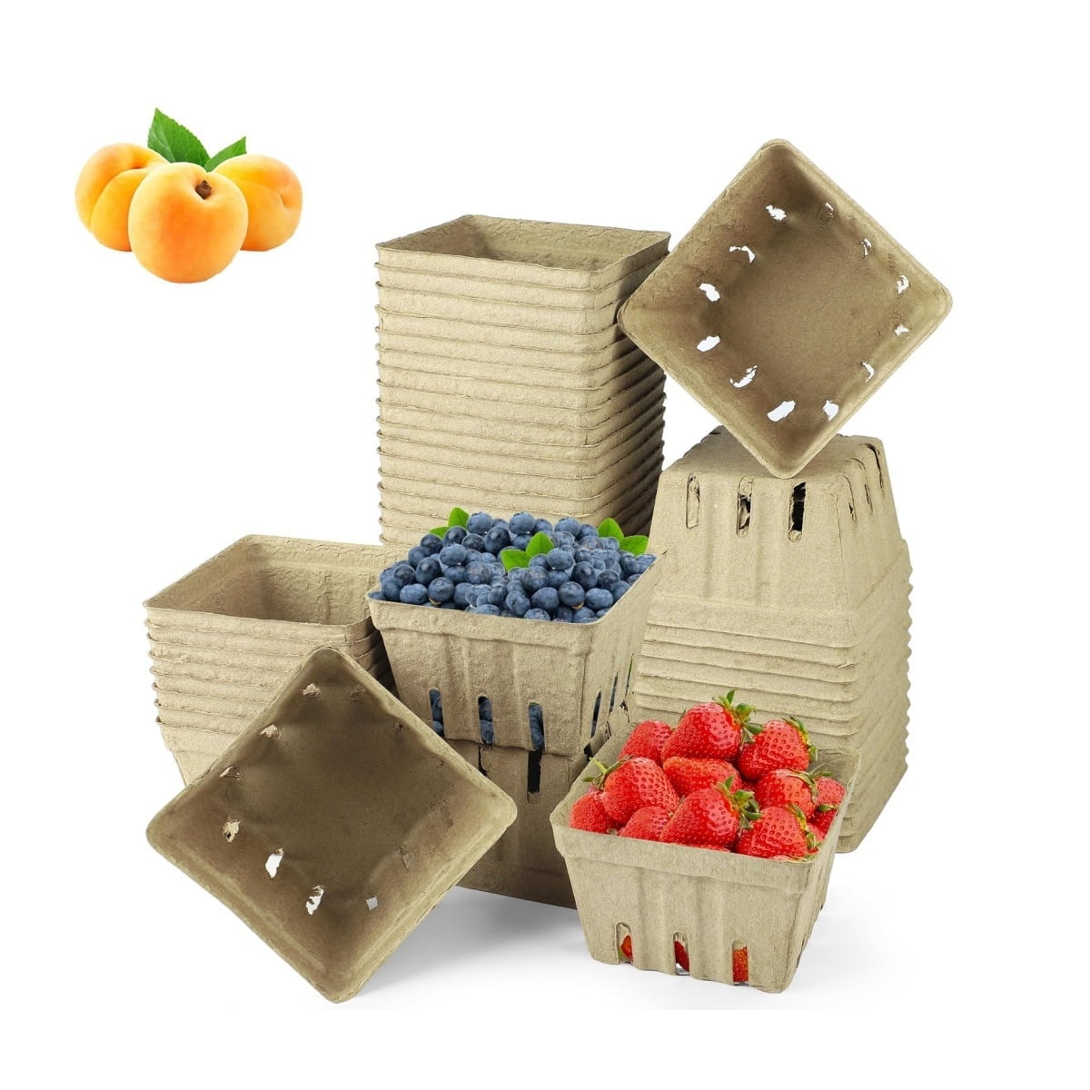 Natural Pulp Fiber Berry Basket,QZS Durable Molded Berry Basket for ...