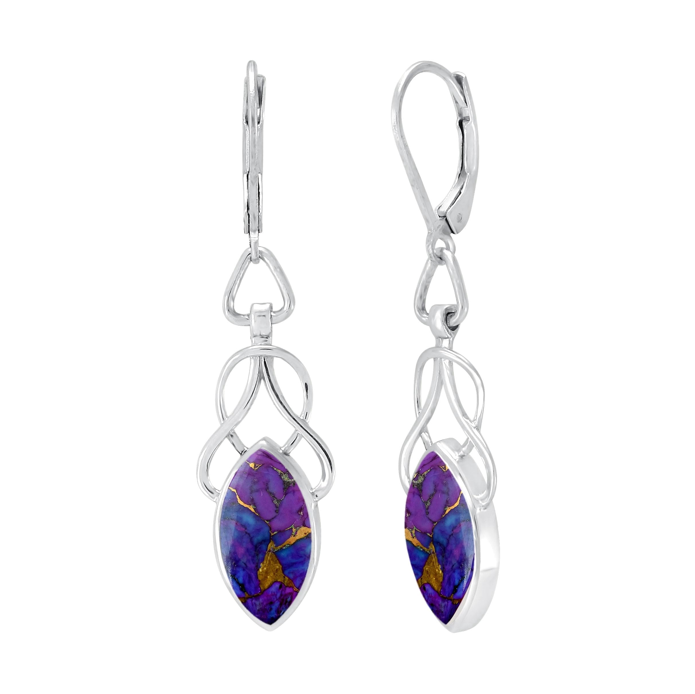 Natural Purple Copper Turquoise Sterling Silver Plated Dangle & Drop ...