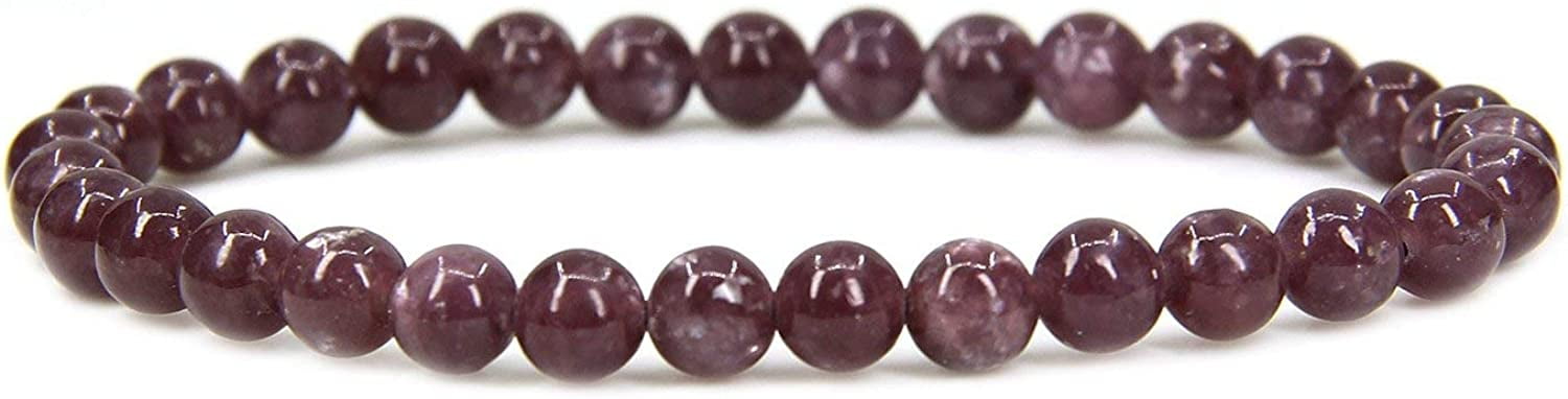 Natural Purple Lepidolite Lithium Mica Gemstone 6mm Round Beads Stretch ...