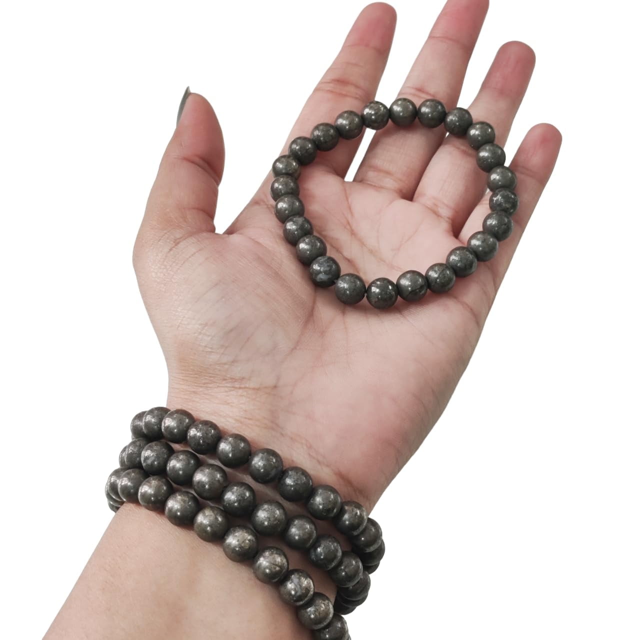Natural Pyrite Beads Bracelet, Pyrite Gemstone Bracelet, Healing ...