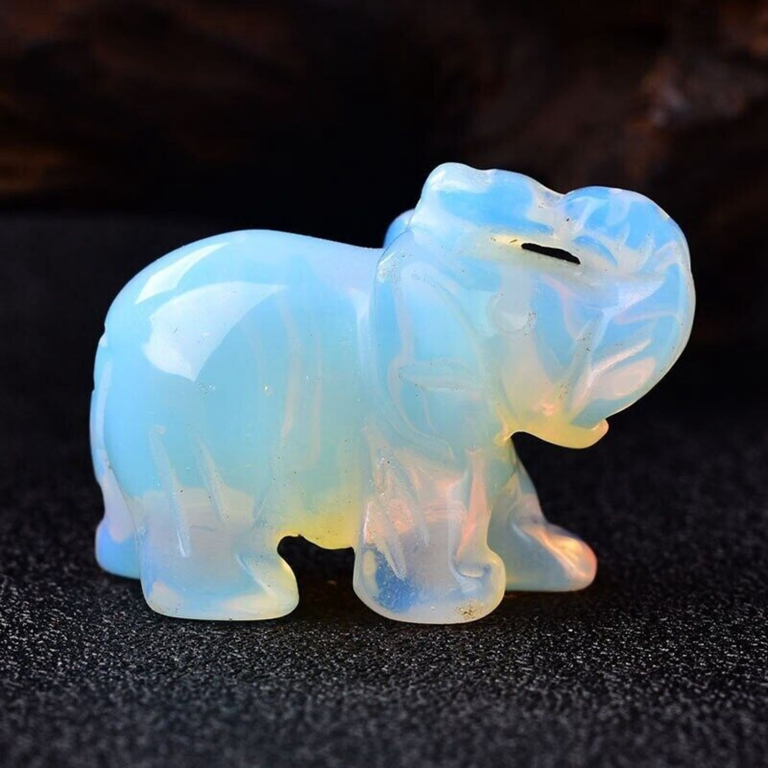 Natural Quartz Crystal Carved Elephant Restoration Gemstone Animal ...