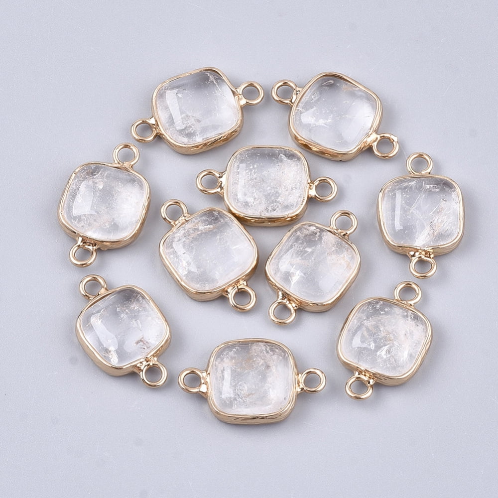 Natural Quartz Crystal Links Connectors Rock Crystal with Brass ...