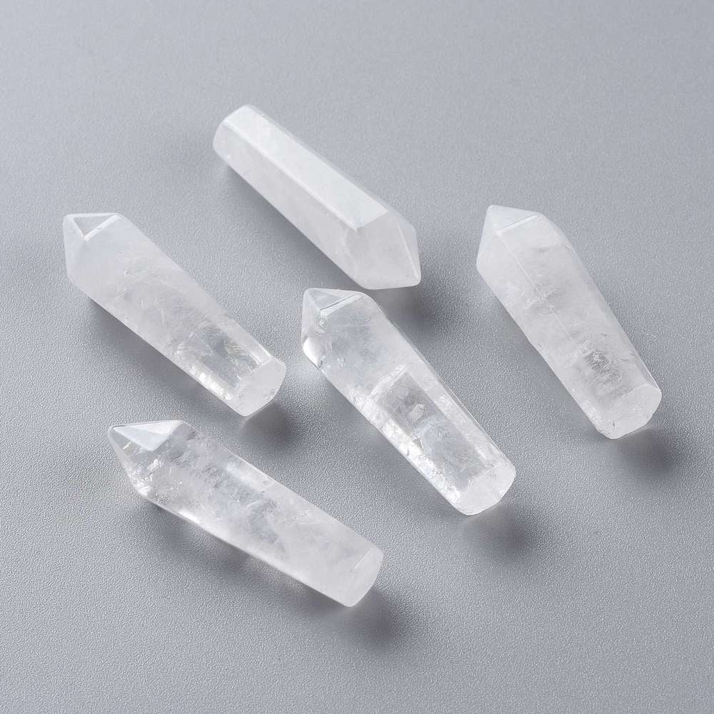 Natural Quartz Crystal Pointed Beads Rock Crystal Healing Stones Reiki ...